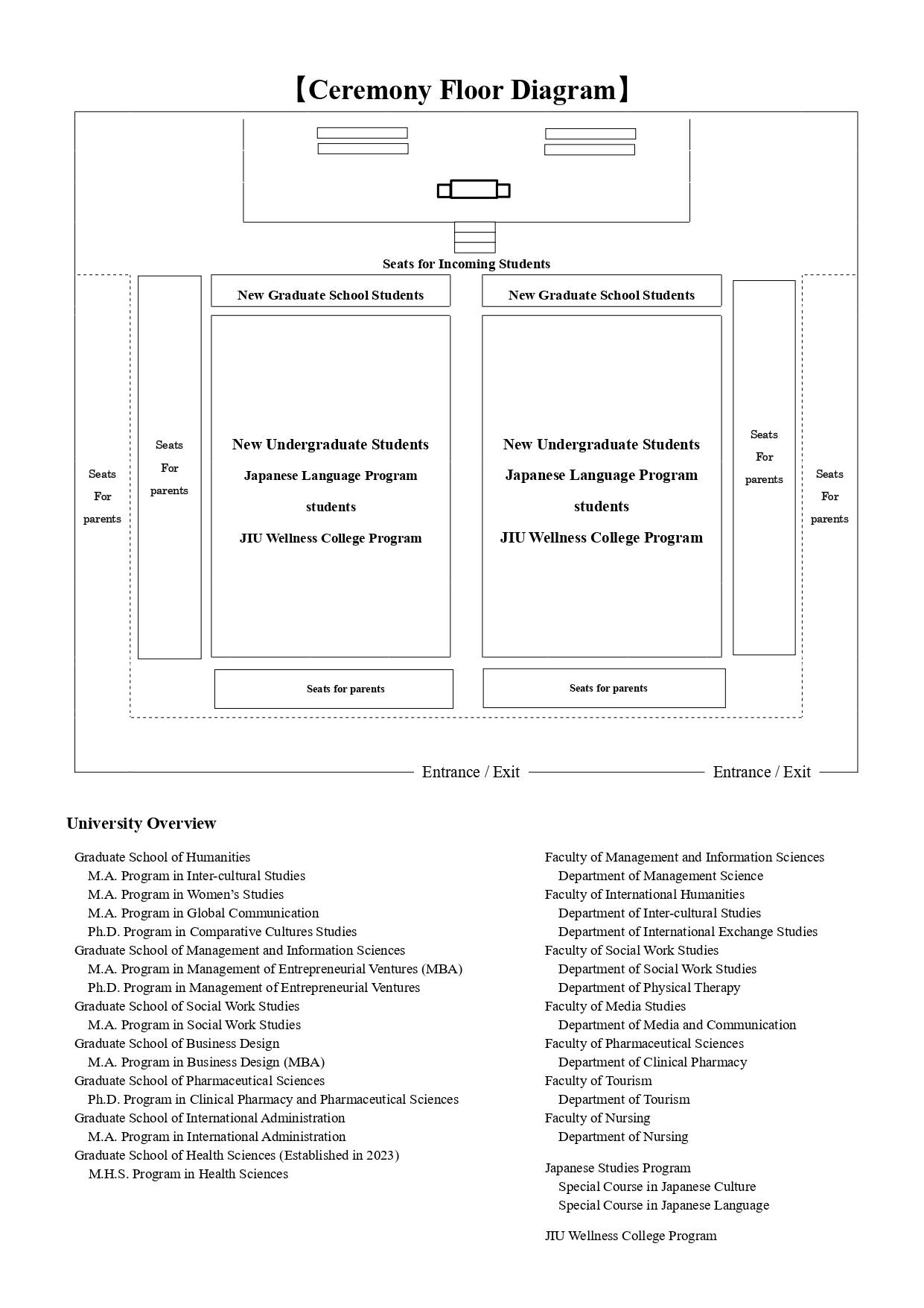 Academic year 2024 Matriculation Ceremony Program｜城西国際大学